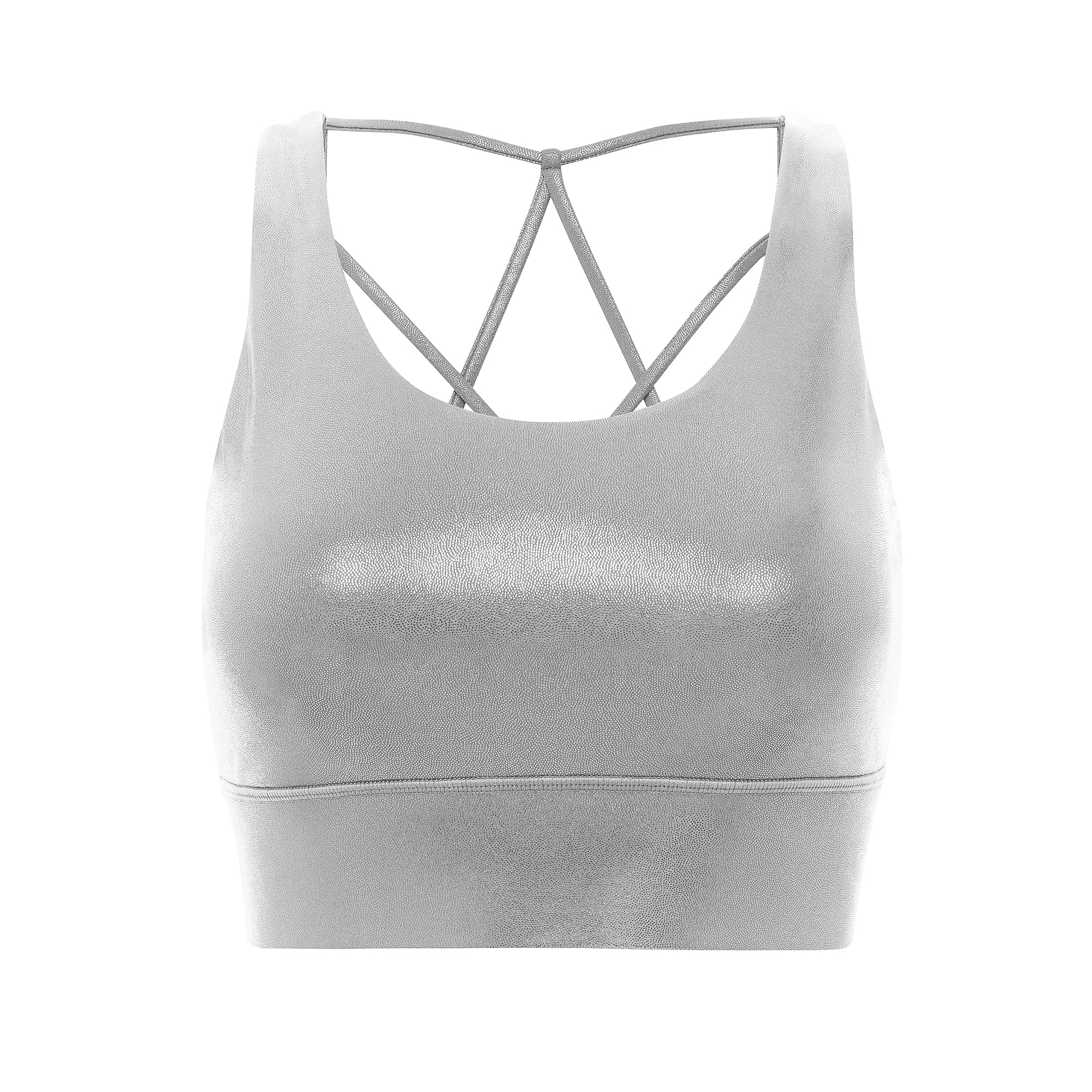 Silver Metal Sports Bra